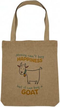 Fabulous Sac Shopping Tote Bag Aspect Lin - Goat - Money Cant Buy Happiness Animaux Cute Goat Humor Sac de Courses Toile Epaisse 360g Beige Naturel Cabas Port&eacute;