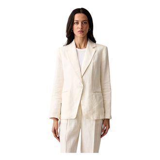 Benetton Blazer en pur lin - Femme - Vestes - Beige - Taille: 38 FR