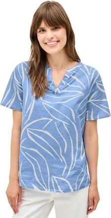 Cecil B345832 Chemisier en Coton à Motifs, Bleu Pastel Profond, XL Femmes