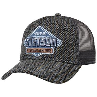 Stetson Casquette Trucker Harris Tweed Femme/Homme - Laine de Baseball Boucle en m&eacute;tal, avec visi&egrave;re, visi&egrave;re Automne &Eacute;t&eacute; Printemps Hiver Printemps-&eacute;t&eacute; - Tail