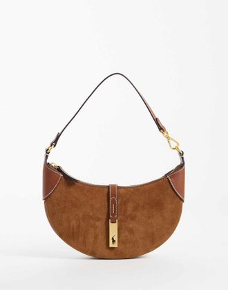 Polo Ralph Lauren Schultertasche aus Leder mit ID in Hellbraun