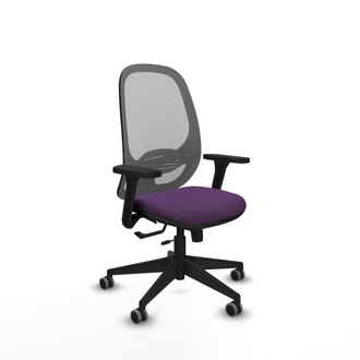 Piqueras y Crespo B&uuml;ro-B&uuml;rostuhl mit 3D-Armen, h&ouml;henverstellbare Lendenwirbelst&uuml;tze, ausgestattet mit Syncro/Translack und Schneideschaum, Grau/Violett