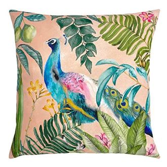 furn. Evans Lichfield Pfau Outdoor-Kissen mit Polyesterf&uuml;llung, Polyester, Blush, 43 x 43 cm (Peacock/HF2/BLS)