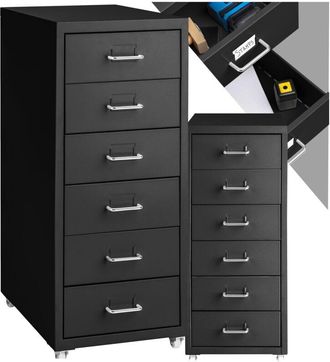 TecTake Caisson de bureau à roulettes en métal en acier avec 6 tiroirs