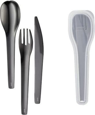 Lurch 240875 Besteck-To-Go 3tlg aus Edelstahl mit Transporthülle anthrazit