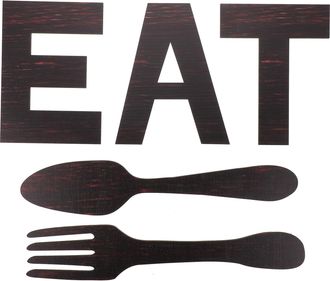 BESPORTBLE 5 St&uuml;ck Teiliges H&auml;ngendes Holz wanddekor Eat mit Gabel und L&ouml;ffel Rustikale K&uuml;chen Esszimmerdekoration Kreative Haushaltsverzierung f&uuml;r Wohnraum und 