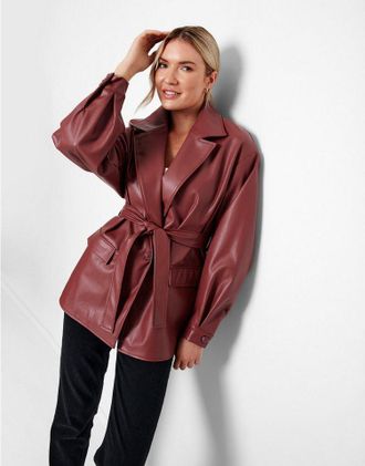 Threadbare Lederimitatjacke Coralie (1-St) mit stilvollem Tailleng&uuml;rtel