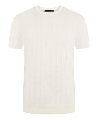 Emporio Armani Unifarbenes Feinstrick-T-Shirt aus Baumwolle in