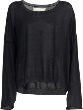 Isabel Benenato Isabel Benenato, Femme, Pulls, Noir, Taille: 42 FR Boxy Boat Neckline Knitted Jumper