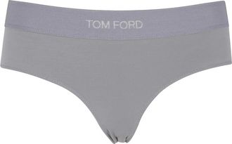 Tom Ford Femme, Sous-v&ecirc;tements, Gris, Taille: 42 FR String Logo &agrave; Taille &Eacute;lastique