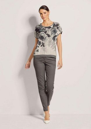 Madeleine Langarmshirt Kurzarm Druckshirt mit Rundhals Uni-Design mit femininem Ausschnitt und praktischem Komfort