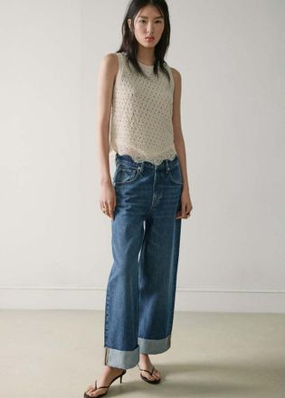 Mango Tr&auml;gertop mit Spitzendetails ecru - Damen - XS - MANGO