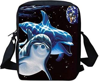 Showudesigns Petit sac à bandoulière pour enfants, garçons et filles, Dauphin spatial, Taille unique