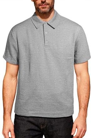 Generic Polo pour homme, manches courtes, col &agrave; revers boutonn&eacute;, tunique d&eacute;t&eacute; formelle, haut de golf, tendance, coupe ample, grande taille, chemise boutonn&eacute;e,