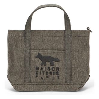 Maison Kitsun&eacute; Profile Fox Mini Tote - - Bags - Damen - Grau - ONE SIZE