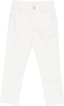 Brunello Cucinelli Femme, Jeans, Blanc, Taille: 40 FR Jean Droit &agrave; Boutons