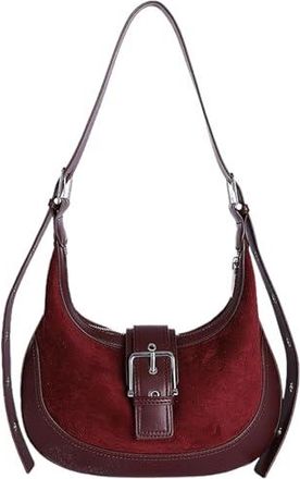 Generic Sac &agrave; bandouli&egrave;re en cuir PU, grande poche sous le bras avec sangle r&eacute;glable, sac &agrave; bandouli&egrave;re pour femme, travail, shopping, voyage, quotidien, roug