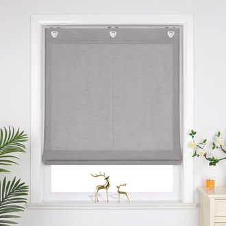 Joyswahl Raffrollo mit Ösen Uni Raffgardinen Wohnzimmer Fenster Vorhänge mit Haken Bändchenrollo »Alwine« Blickdicht BxH 100x140cm Grau 1er Pack