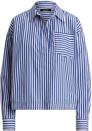 Ralph Lauren Femme, Blouses et Chemises, Bleu, Taille: 40 FR Chemise Courte Ray&eacute;e en Popeline de Coton