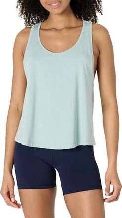 Amazon Essentials Débardeur dEntraînement et de Yoga à Emmanchures Larges et Dos Nageur en Coton Doux Adapté aux Activités Physiques, Coupe Décontractée Femme, Bleu Cla