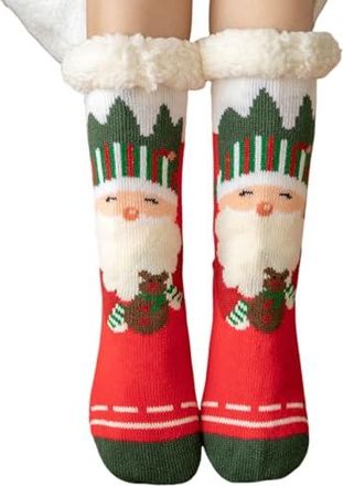 Generic Chaussettes de Noël pour femme - Chaussettes de Noël dhiver - Chaussettes de Noël tricotées en velours corail - Chaussettes de sommeil - Chaussettes d