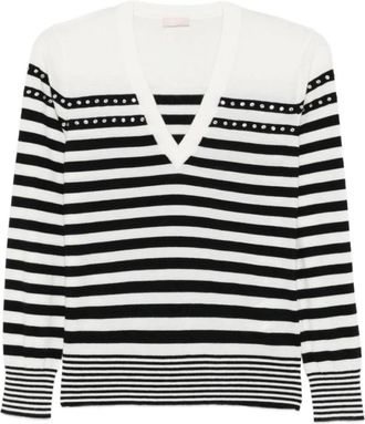 Liu Jo Femme, Pulls, Multicolore, Taille: 42 FR Tricot &agrave; col en V ray&eacute;