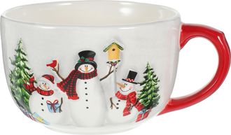 DOITOOL Weihnachtliche Kaffeetasse Schneemann Tasse Winter Urlaub Neuheit Tasse Lustige Suppentasse Weihnachten Keramik Suppensch&uuml;ssel mit Griff f&uuml;r Suppe Kaf
