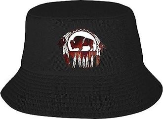 Generic Chapeau De Seau Unisexe Am&eacute;rindien Buffalo Chapeaux De Soleil De Plage Mode &Eacute;t&eacute; Bonnet Soleil, pour Le Camping, De P&ecirc;che, Plage, 56-58cm
