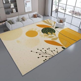 Generic Tapis en Flanelle, Géométrique Délicat Lignes botaniques Élégant imprimé, Tapis antidérapant, Chaud et Lavable, Design Moderne pour Salon ou Chambre, 
