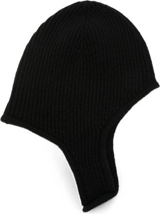 Maison Margiela M13293 Ribbed Knit Ear Flap Winter Hat - Black