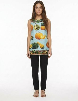 Dolce & Gabbana Womens Bicolor Silk Sleeveles T-Shirt