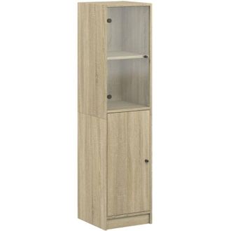 vidaXL Highboard mit Glastür Sonoma-Eiche 35x37x142 cm vidaXL