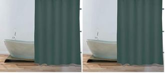 MSV Anti-Schimmel Duschvorhang - Anti-Bakteriell, waschbar, wasserdicht, Polyester, 180x200cm Dunkelgr&uuml;n (Packung mit 2)