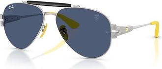 Ray-Ban Rb3762m Scuderia Ferrari Collection Sonnenbrillen Matt Silber Fassung Blau Glas 58-14
