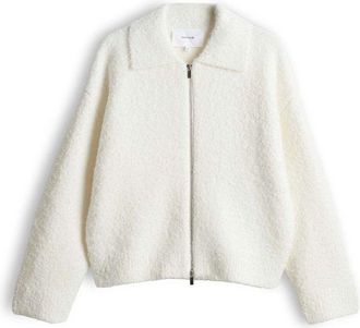 OPUS Strickjacke Domira aus Strick mit 3D-Struktur Leicht verk&uuml;rzte O-Silhouette mit Polokragen und 3D-Struktur