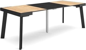 Skraut Home | Ausziehbarertisch | Multifunktionaler ausziehbarer | 220 | Für 10 Gäste | Hölzerne Beine | Moderner Stil | Eiche Schwarz