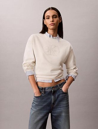 Calvin Klein Sweat en tissu &eacute;ponge de coton avec monogramme