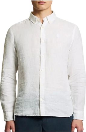 Lyle & Scott Homme, Chemises, Blanc, Taille: XL Long Sleeve Linen Shirt Lw2445V