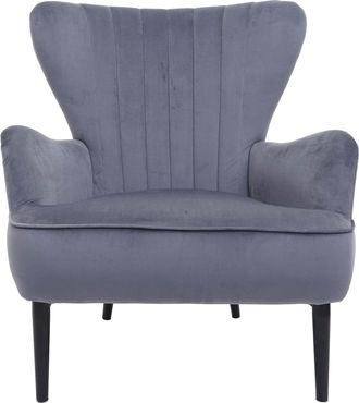 Mendler Lounge-Sessel HWC-K37, Cocktailsessel Polstersessel Sessel, Samt (280g/m²) - grau