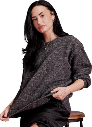 Amazon Essentials Damen (Demis Favorit) Oversize-Rundhalspullover Mohairimitat, Dunkelgrau Meliert, XXL