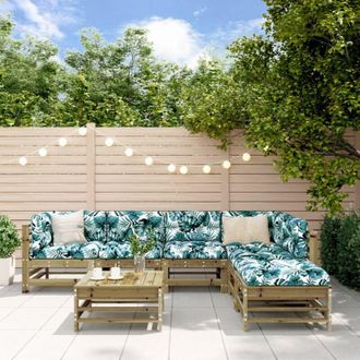 vidaXL Vidaxl - Salon de jardin 7 pcs en bois de pin impr&eacute;gn&eacute; - R&eacute;sistant aux intemp&eacute;ries - Canap&eacute;s modulaires avec coussins non inclus - Dimensions canap&eacute;