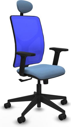 Piqueras y Crespo Lendenwirbelst&uuml;tzstuhl mit 2D-Armlehnen und festem Kopfteil, ausgestattet mit 3 Positionen und Schneideschaum, mit Rollen von 65 mm, Nylon, Blau/Himme