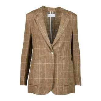 Fabiana Filippi Leichter Leinenblazer mit Knopfverschluss - - Jackets - Damen - Braun - L