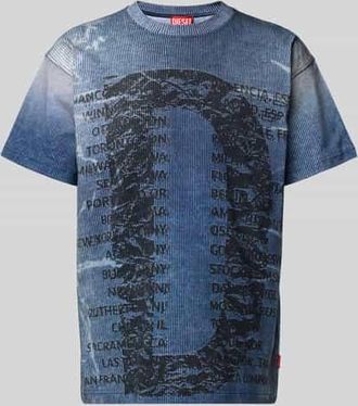 Diesel T-Shirt mit geripptem Rundhalsausschnitt