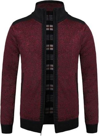 Generic Cardigan Homme Tricoté Automne Chandail Zippée Manche Longue Élégant Et Chic Slim Fit Ouvrez-Front Outwear en Maille Couleur Unie Casual Printemps Hiv