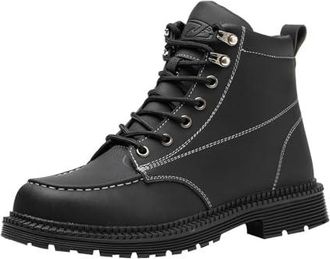 Generic Bottines en cuir synth&eacute;tique pour homme - Semelles antid&eacute;rapantes - Chaussures de travail &agrave; lacets - R&eacute;sistantes - Chaussures dext&eacute;rieur &agrave; bout rond -