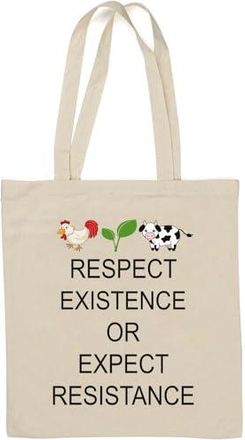 Generic Sac fourre-tout en coton naturel avec inscription « Respect existence or expect resistance » Blanc