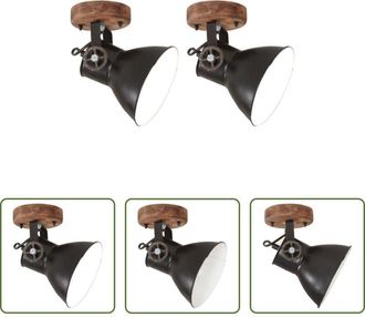 vidaXL vidaXL Lampe de style industriel - Lampe murale industrielle/de plafond 2 pcs Noir 20x25 cm E27