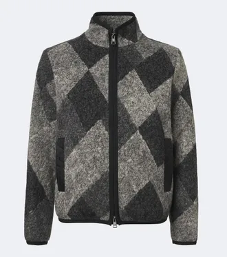 Moncler Veste en laine m&eacute;lang&eacute;e &agrave; motif argyle
