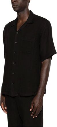 120% Lino Homme, Chemises, Noir, Taille: M Chemise &agrave; Manches Courtes en Lin